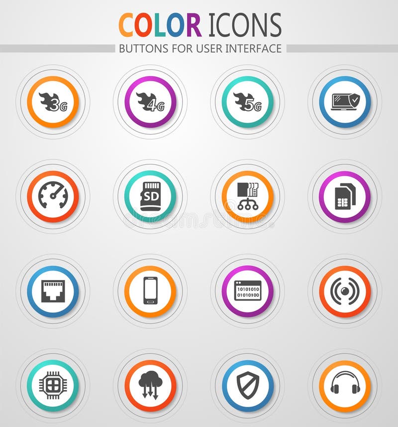 Mobile Connection Icons Set Stock Vector - Illustration of ...