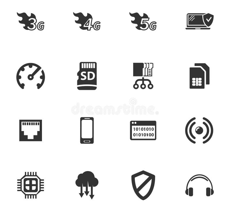 Mobile Connection Icons Set Stock Vector - Illustration of icon ...