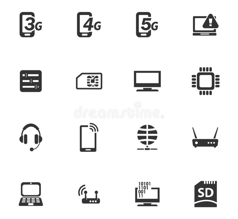 Mobile Connection Icons Set Stock Vector - Illustration of headphones ...