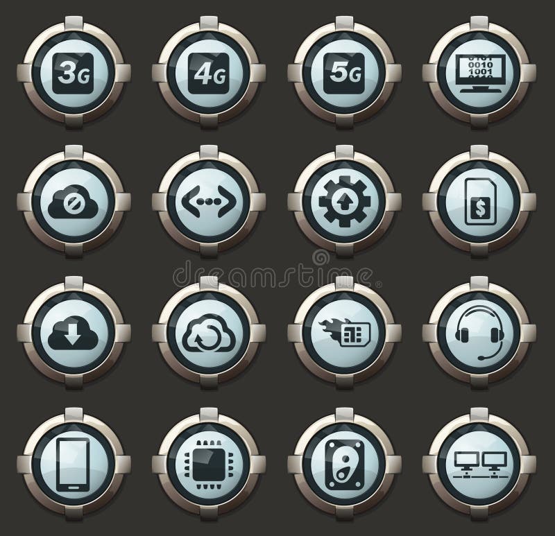 Mobile Connection Icons Set Stock Vector - Illustration of encryption ...