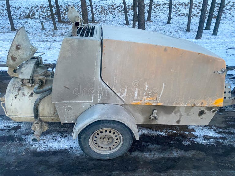 Mobile Construction Compressor or Concrete Pump Mounted on a Single ...