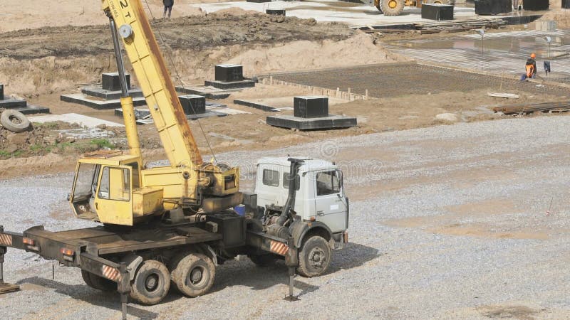 Mobile Construction Crane on Construction Site. Tower Crane Jib with ...