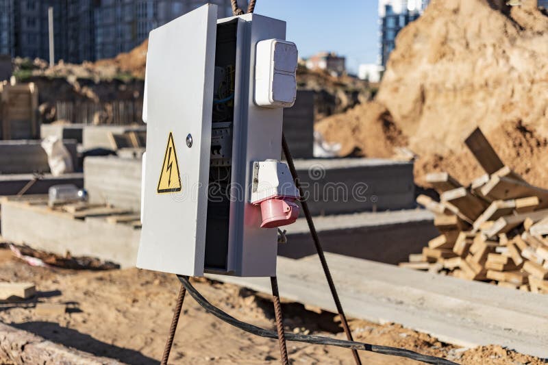Mobile Construction Site Power Panel. Supply of Electricity during ...
