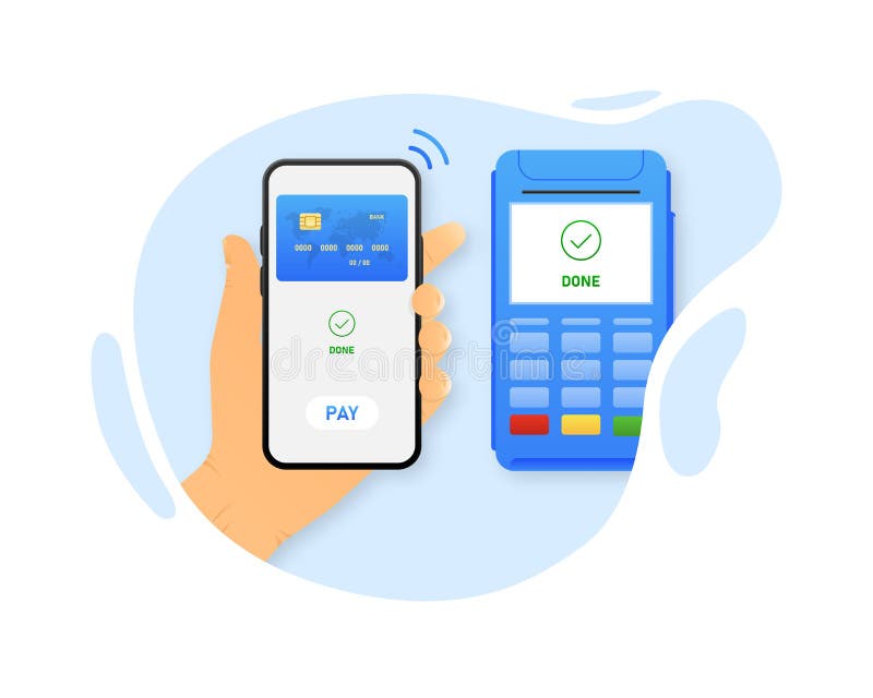 Mobile Contactless Payment with a Terminal. Credit Card on the Phone ...