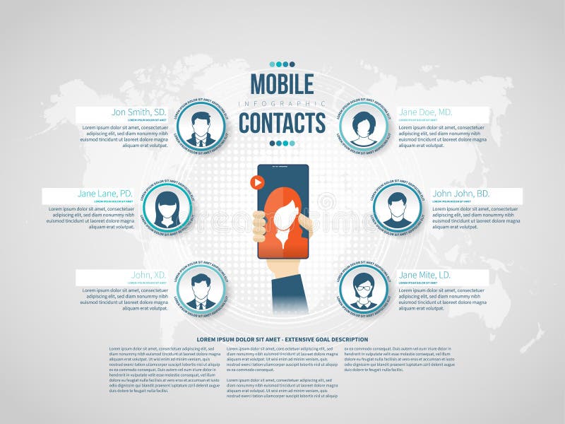 Mobile Contacts Infographic Stock Vector - Illustration of direction ...