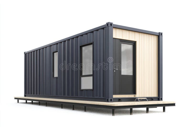Mobile Container Office Unit at Construction Site Stock Illustration ...