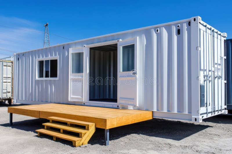 Mobile Container Office Unit at Construction Site Stock Illustration ...