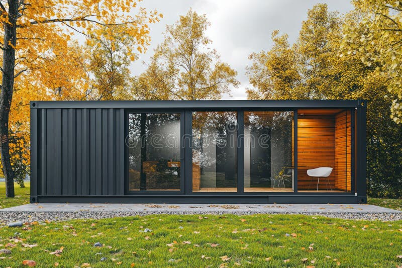 Mobile Container Office Unit at Construction Site Stock Illustration ...