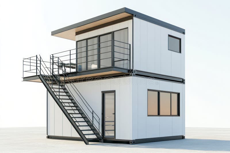 Mobile Container Office Unit at Construction Site Stock Illustration ...