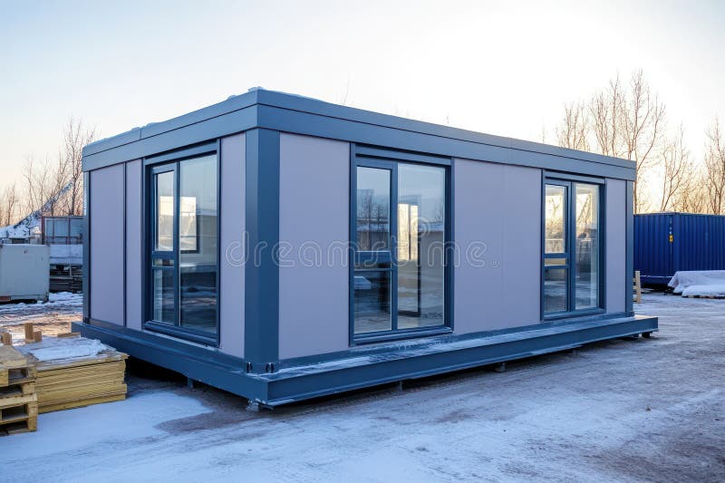 Mobile Container Office Unit at Construction Site Stock Illustration ...