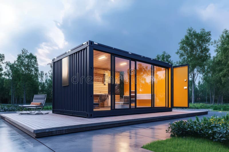 Mobile Container Office Unit at Construction Site Stock Illustration ...