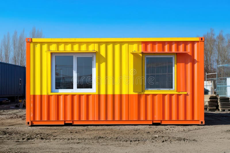 Mobile Container Office Unit at Construction Site Stock Illustration ...