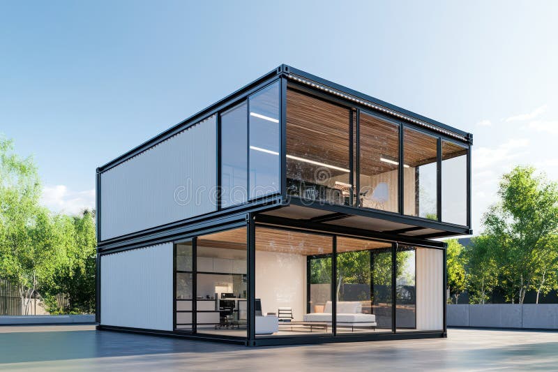 Mobile Container Office Unit at Construction Site Stock Illustration ...