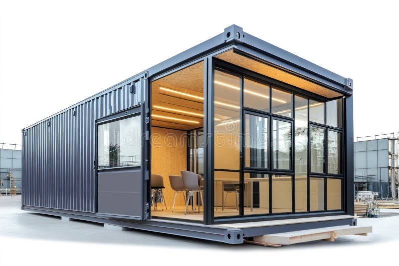 Mobile Container Office Unit at Construction Site Stock Illustration ...