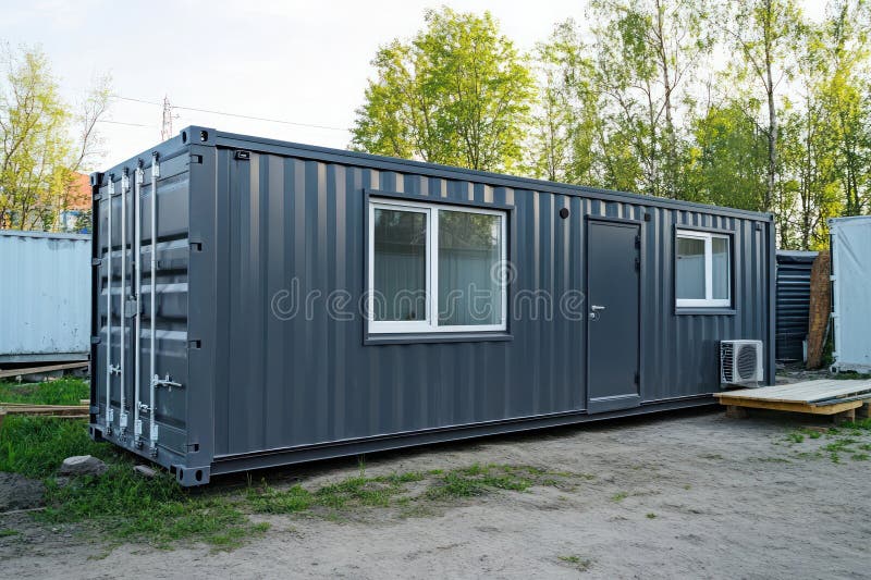 Mobile Container Office Unit at Construction Site Stock Illustration ...