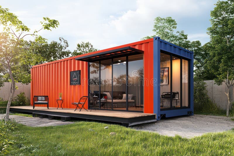 Mobile Container Office Unit at Construction Site Stock Illustration ...