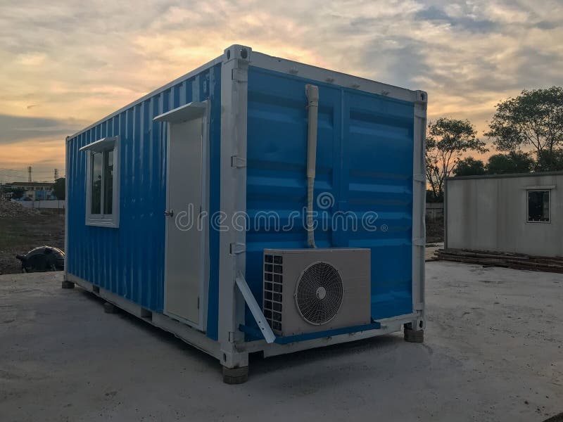 Containers Box at Construction Site Stock Photo - Image of iron, office ...