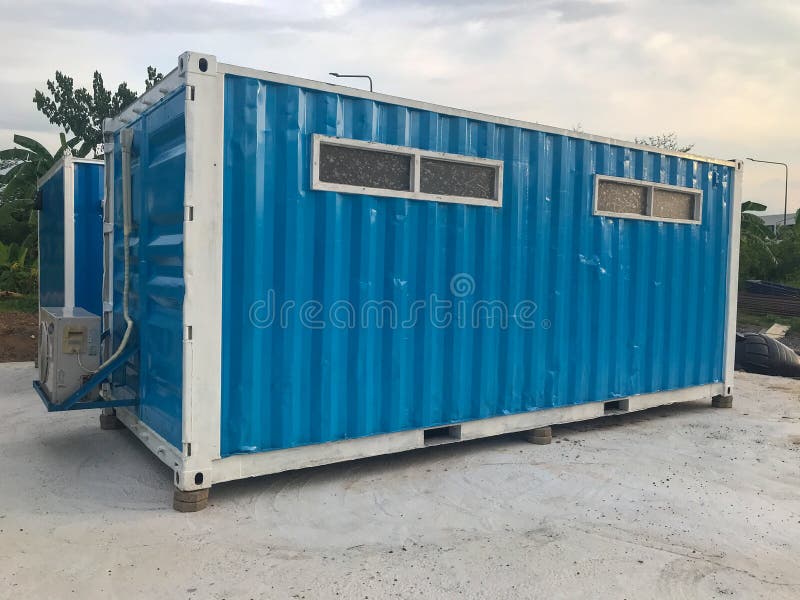 Containers Box at Construction Site Stock Image - Image of site, cabin ...
