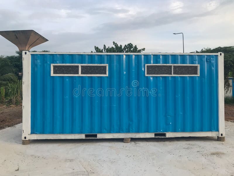 Containers Box at Construction Site Stock Image - Image of modular ...
