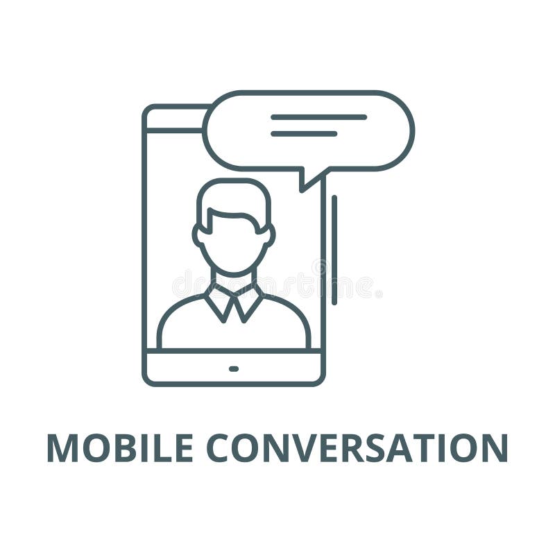 Mobile Conversation Vector Line Icon, Linear Concept, Outline Sign ...