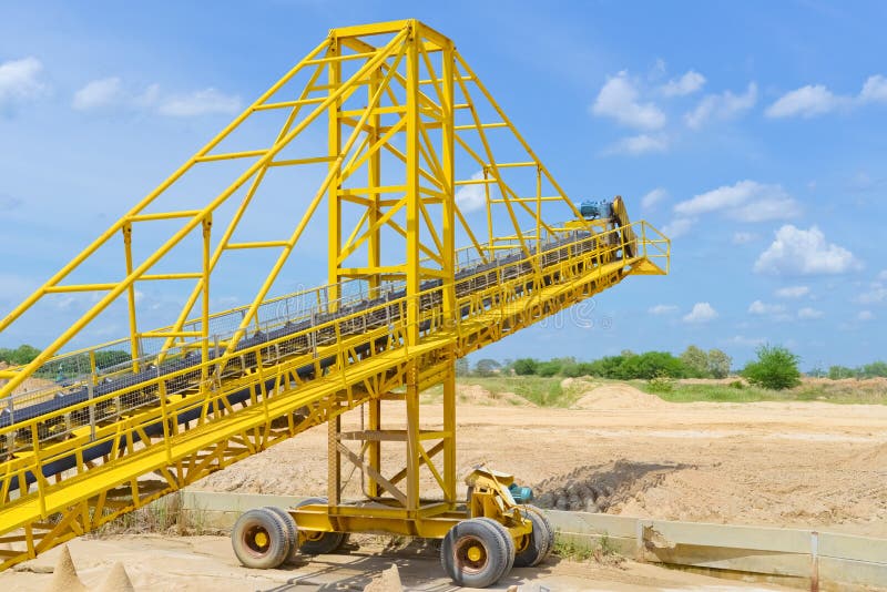 Mobile Conveyor and Sand Mining Stock Image - Image of falling ...