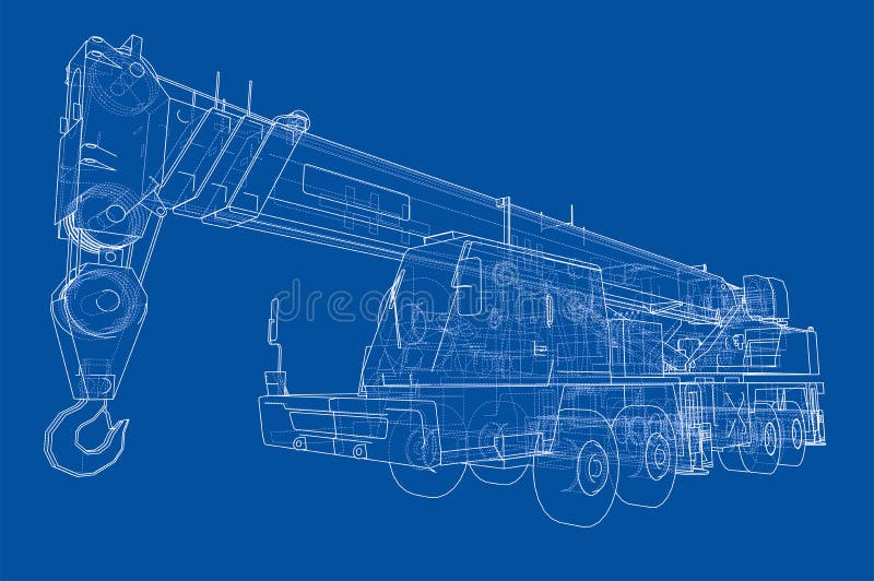 Mobile crane blueprint stock illustration. Illustration of transport ...