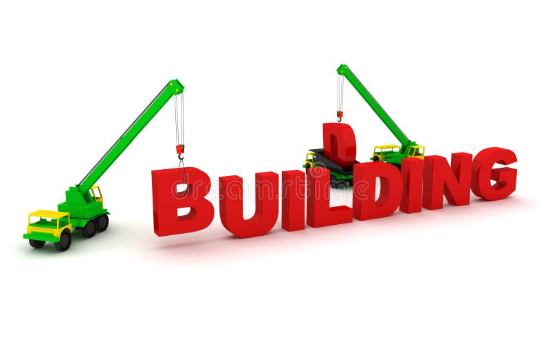 Mobile Crane Builds the Text Building Stock Illustration - Illustration ...