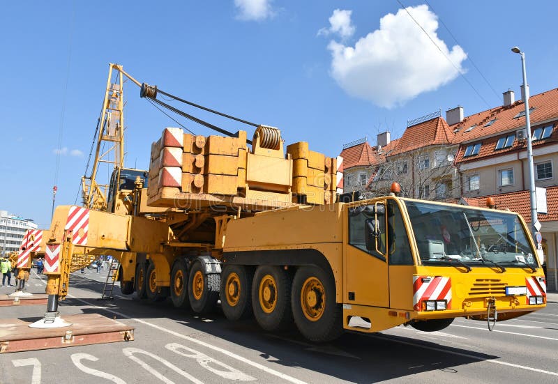 Mobile Crane at the Construction Site Editorial Image - Image of tire ...