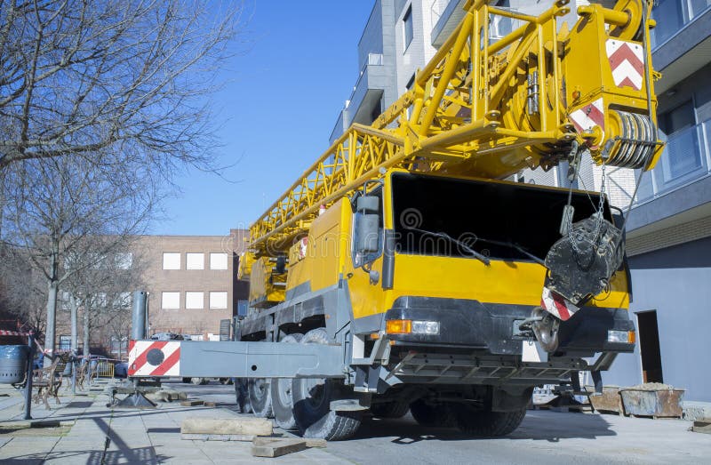 Mobile Crane at Construction Site Stock Photo - Image of engineering ...