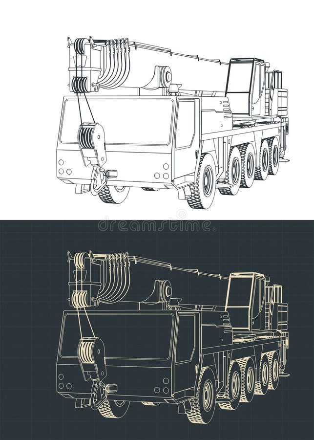 Mobile crane drawings stock vector. Illustration of equipment - 281135816