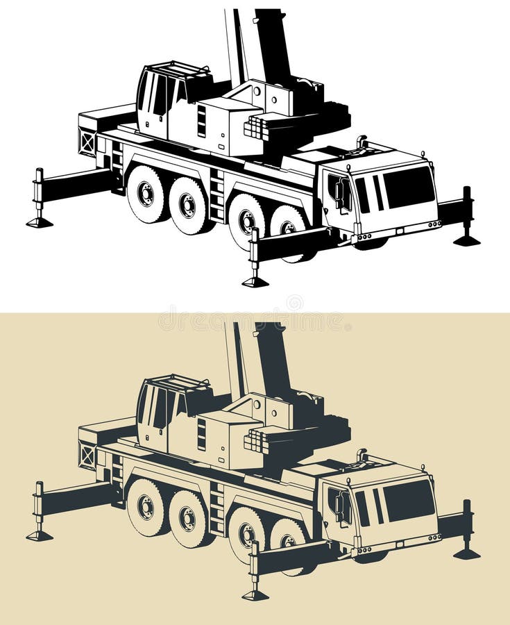 Mobile Crane with Long Powerful Telescopic Boom Stock Vector ...