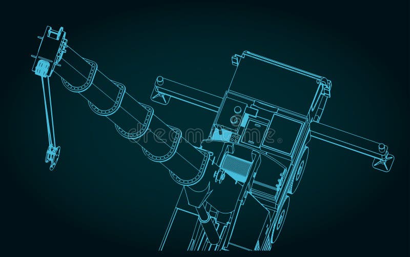 Mobile Crane with Long Telescopic Boom Close Up Stock Vector ...