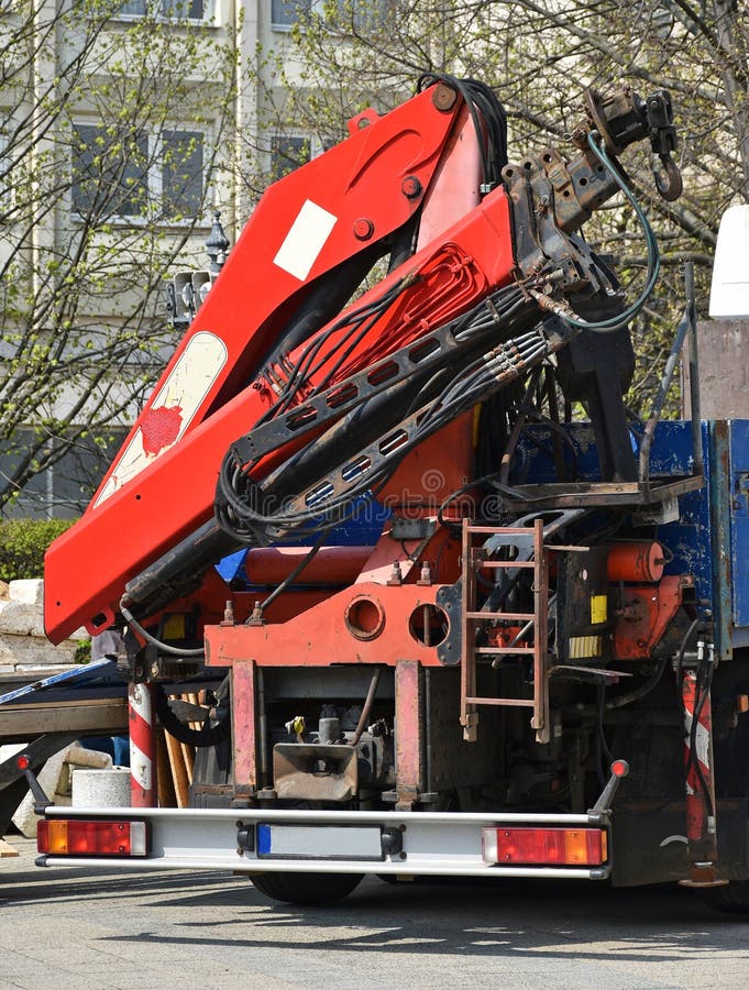 Mobile Crane on the Rear Side of a Truck Stock Image - Image of view ...