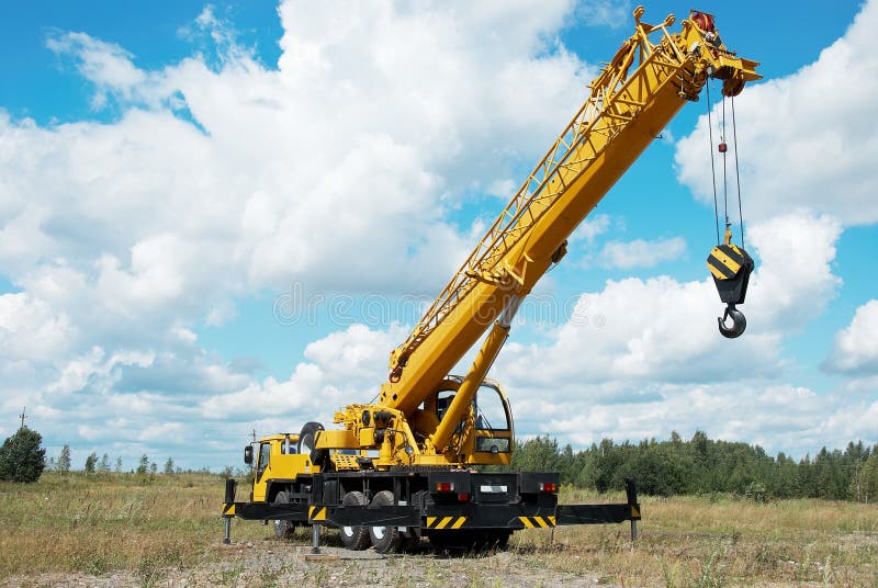 Mobile Crane with Risen Boom Stock Image - Image of compact, building ...