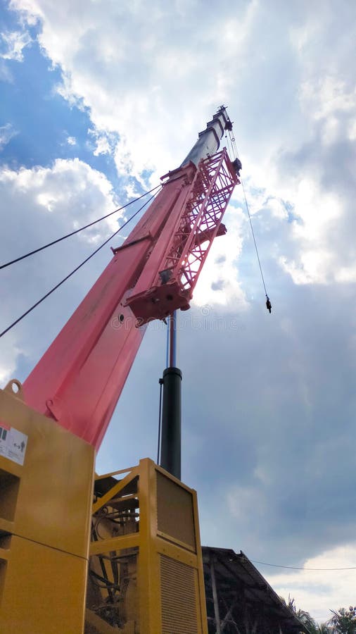 Mobile Crane Telescope Boom Erection or Soaring To the Sky Stock Image ...