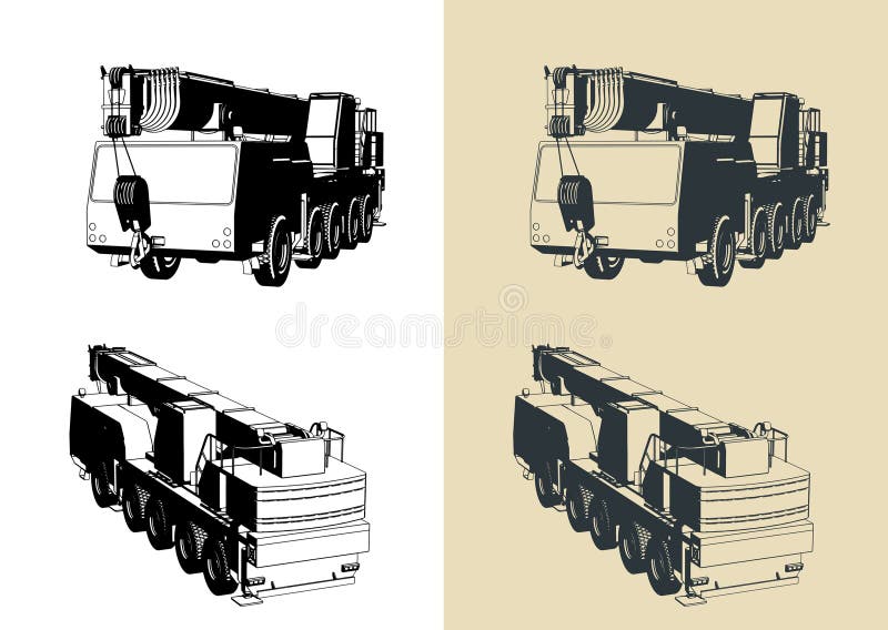 Mobile Crane with Telescopic Boom Stock Vector - Illustration of ...