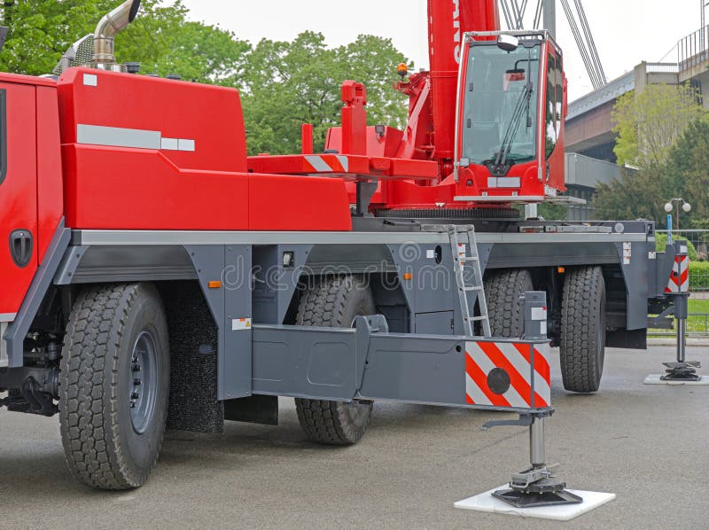 Mobile Crane Truck Stabilizers Stock Photo - Image of transport, serbia ...