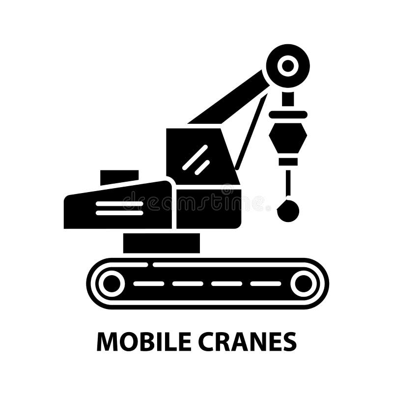 Mobile Cranes Icon, Black Vector Sign with Editable Strokes, Concept ...