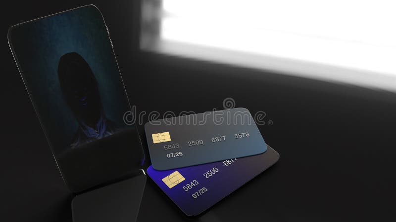 Mobile and Credit Card for Cybersecurity Concept 3d Rendering Stock ...