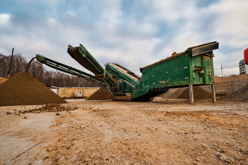Mobile Crushing and Sorting Complex at Demolition Site Stock Image ...