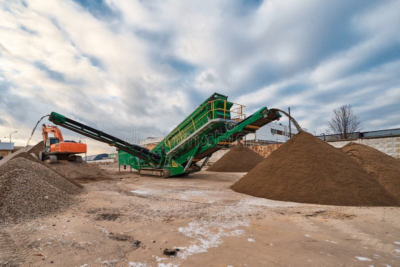 Mobile Crushing and Sorting Complex at Demolition Site Stock Image ...