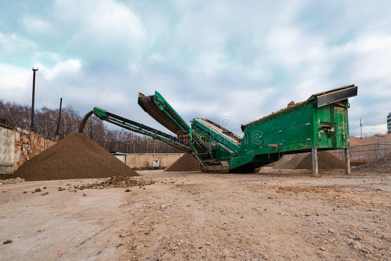Mobile Crushing and Sorting Complex at Demolition Site Stock Photo ...
