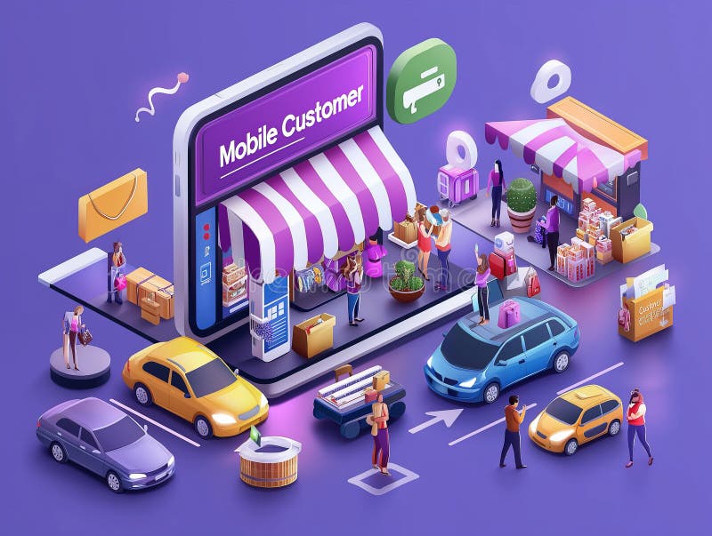 Mobile Customer Text Illustration Stock Illustration - Illustration of ...