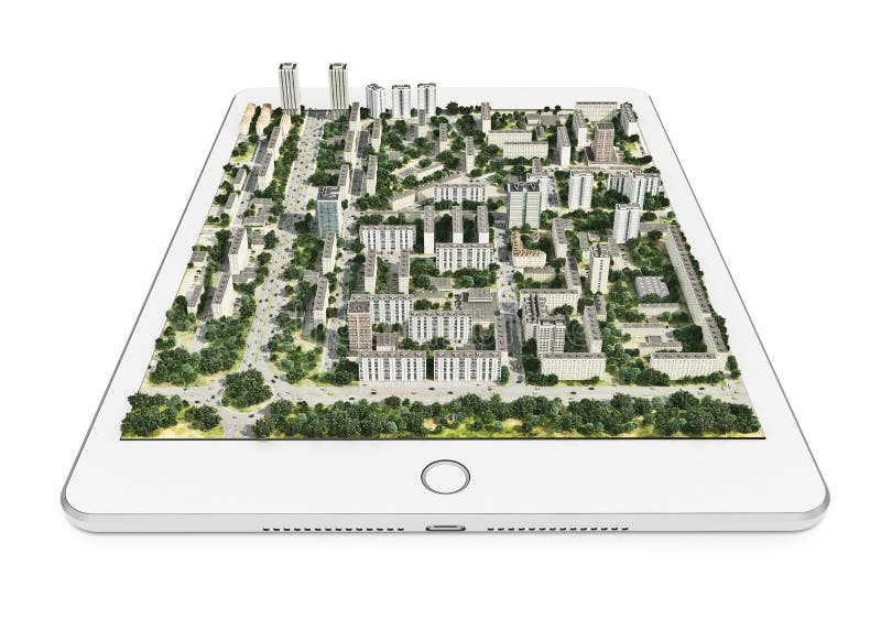 Mobile 3d Navigation Technology Stock Illustration - Illustration of ...