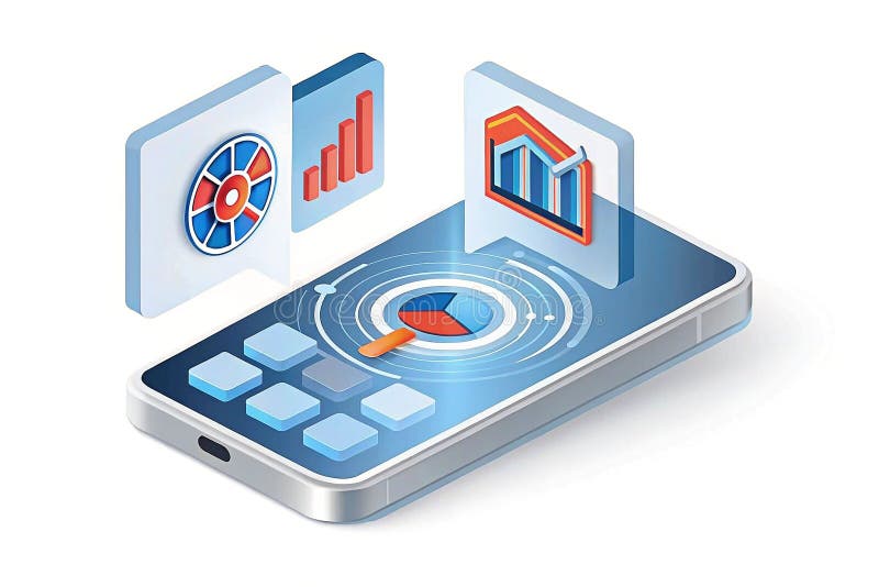 Mobile Data Analysis Illustration with Graphs and Charts Stock ...