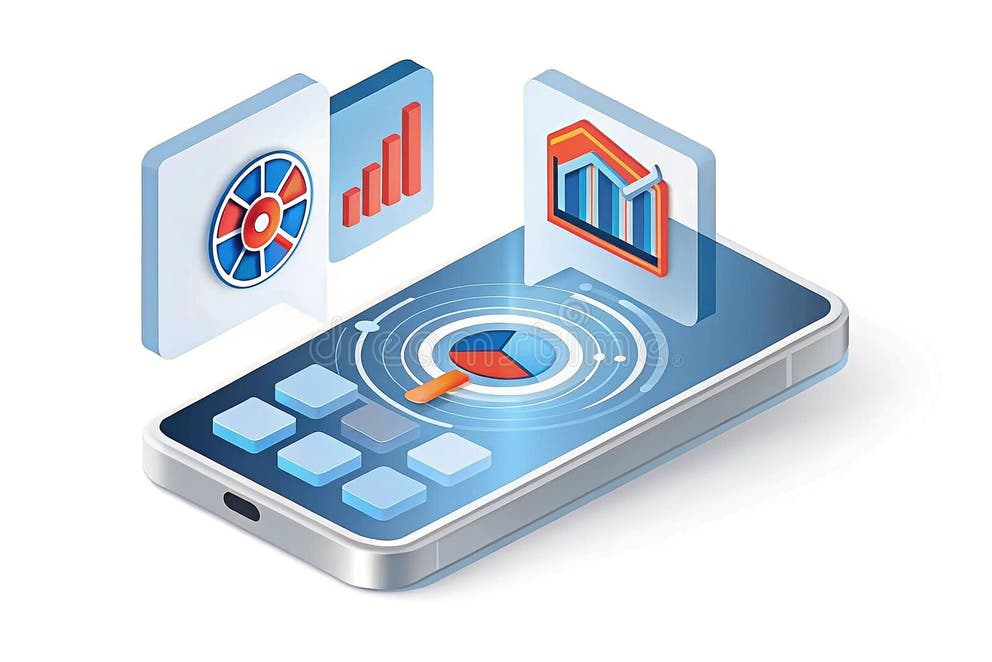 Mobile Data Analysis Illustration with Graphs and Charts Stock ...