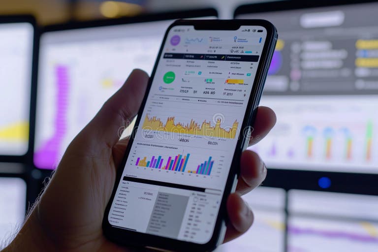 Mobile Data Analysis in Progress Stock Illustration - Illustration of presentation, tracking ...