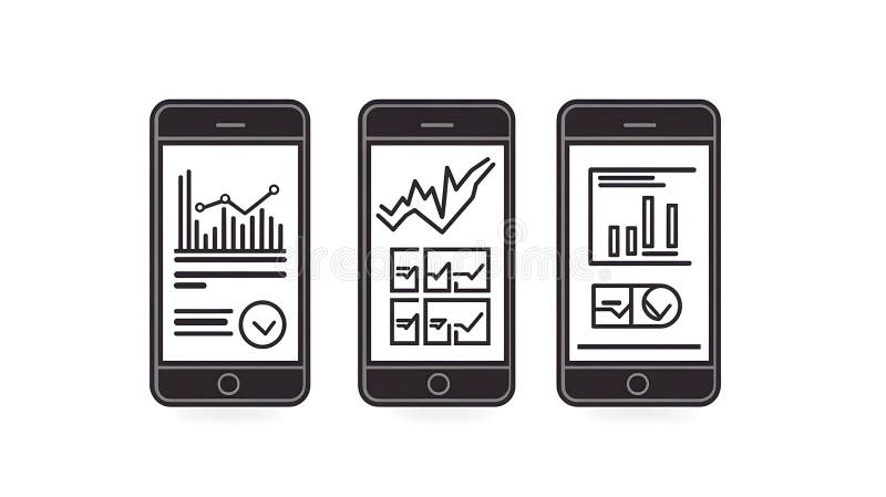 Mobile Analytics Dashboard stock illustration. Illustration of ...