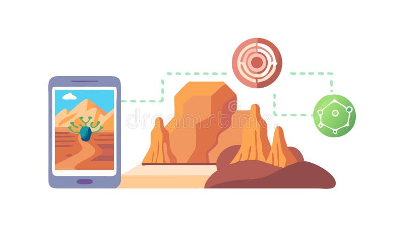 Mobile Data Connection in Desert Landscape, Vector Design Generative AI ...