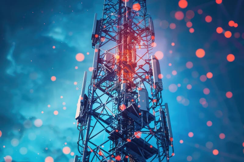 Mobile Data Network Concept with Futuristic Wireless Technology and Coverage. Stock Image ...